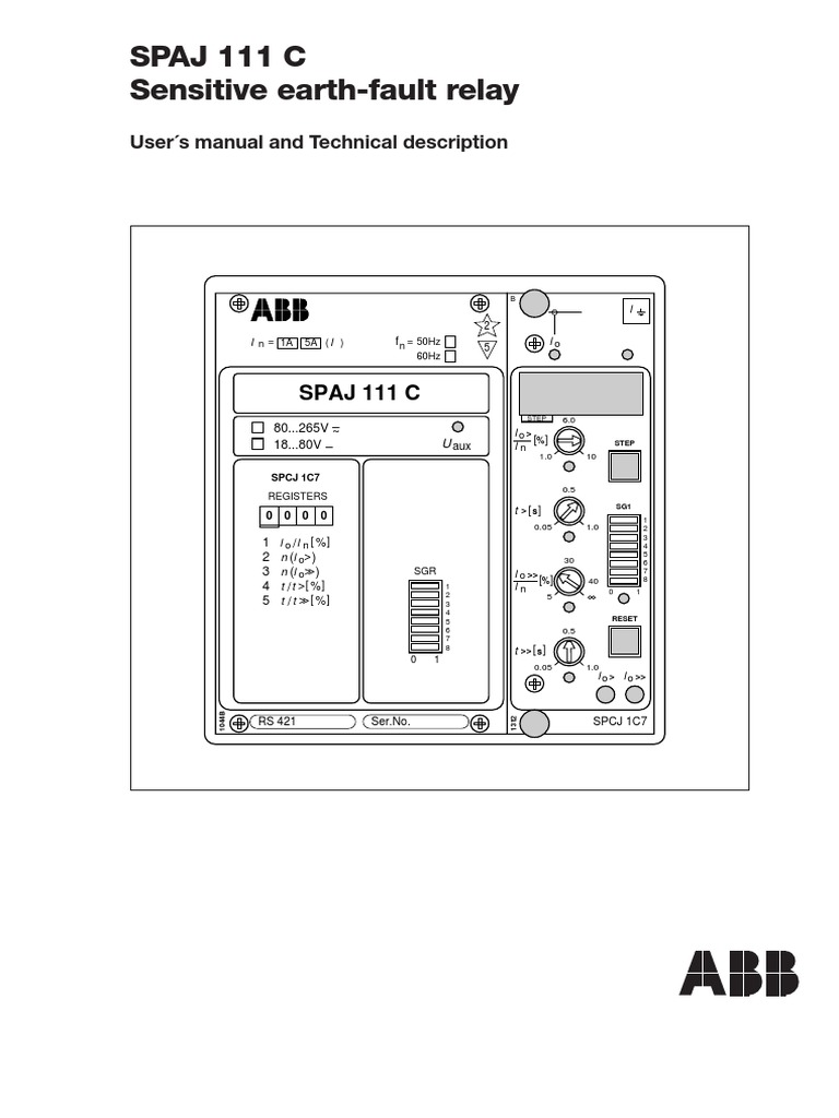Sensitive Earth Fault Relay SPAJ 111 C | PDF | Relay | Power Supply