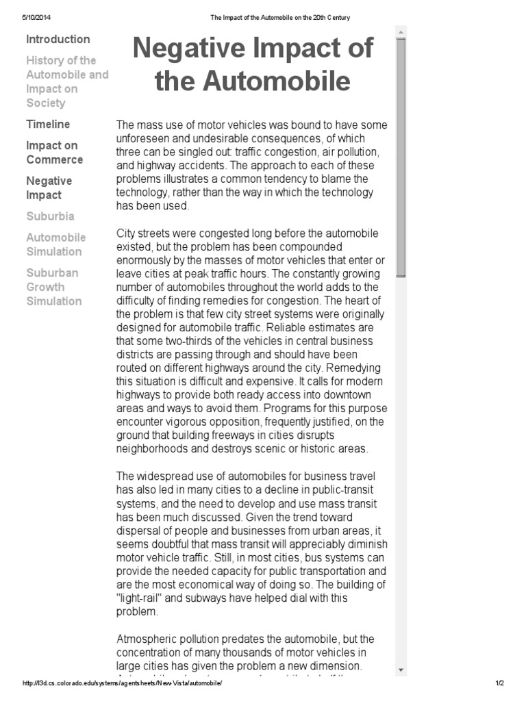 History of The Automobile and Impact On Society | PDF | Car | Highway