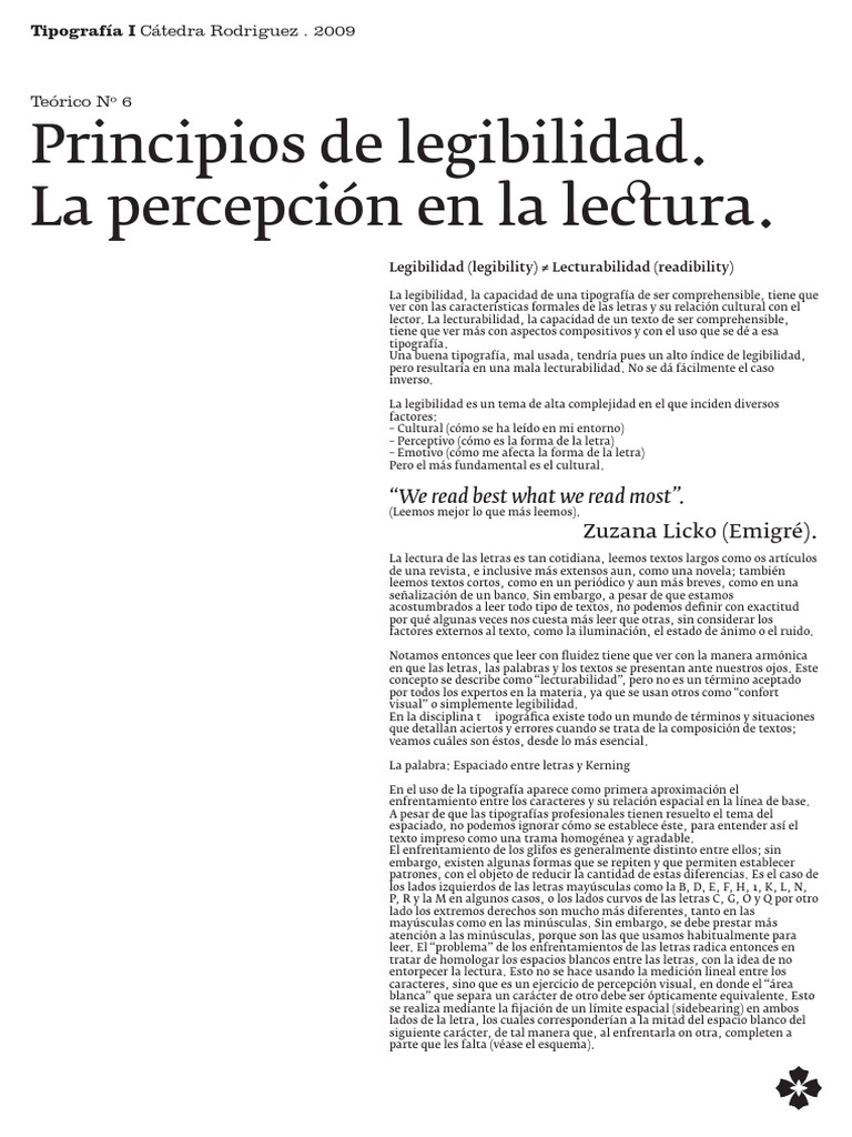 Teórico 06 - Principios de Legibilidad PDF | PDF | Tipografía | Lectura (proceso)