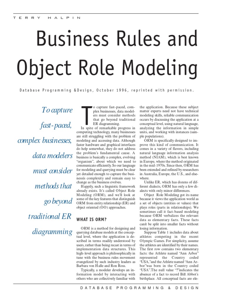 Business Rules and Object Role Modeling | Download Free PDF ...
