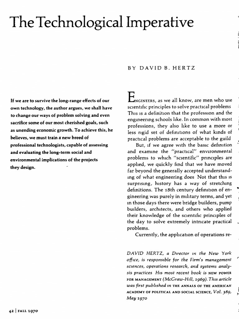 The Technological Imperative | PDF | Economic Growth | Engineer