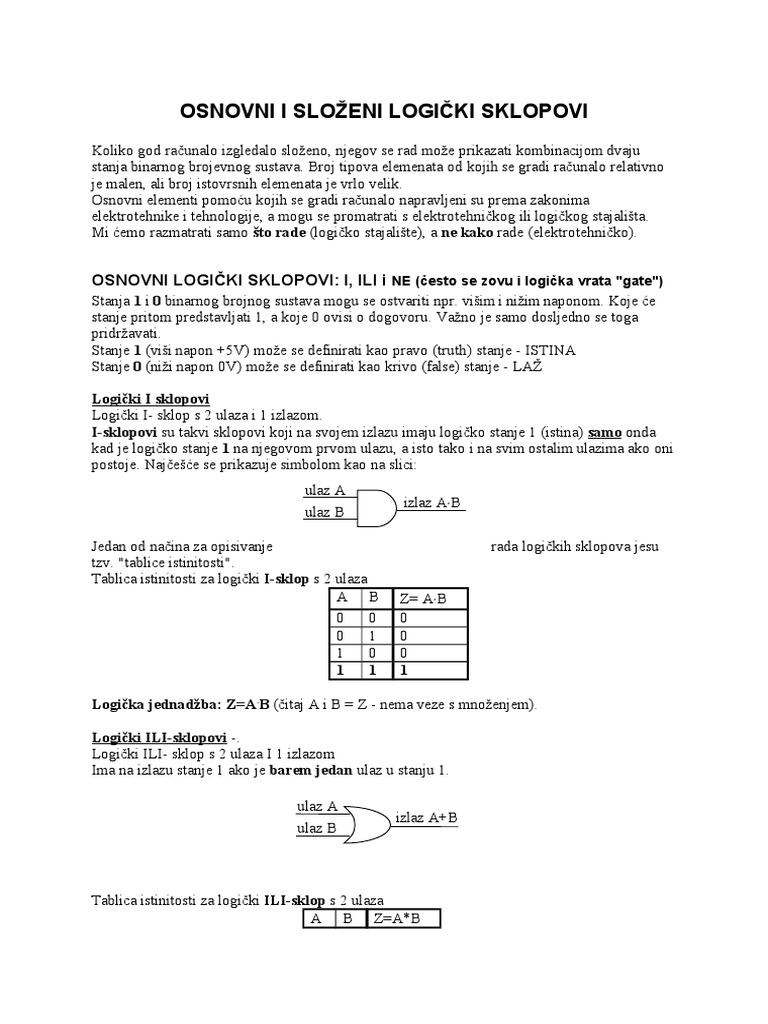Osnovni Logicki Sklopovi | PDF