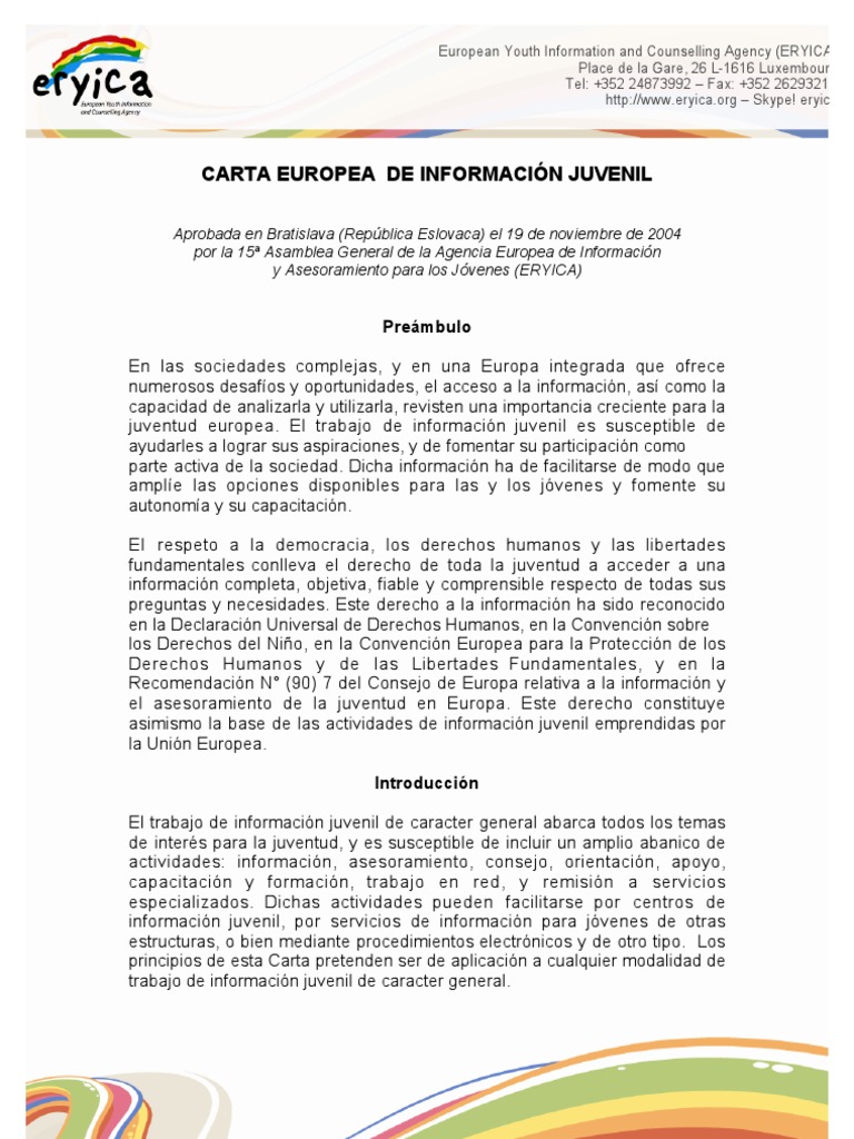 Carta Eryica | PDF | Juventud | Información