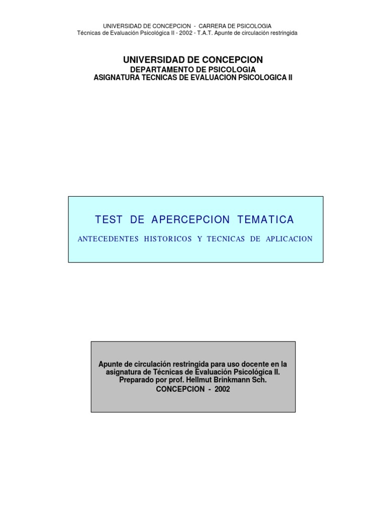 Universidad de Concepcion: Test de Apercepcion Tematica | PDF ...