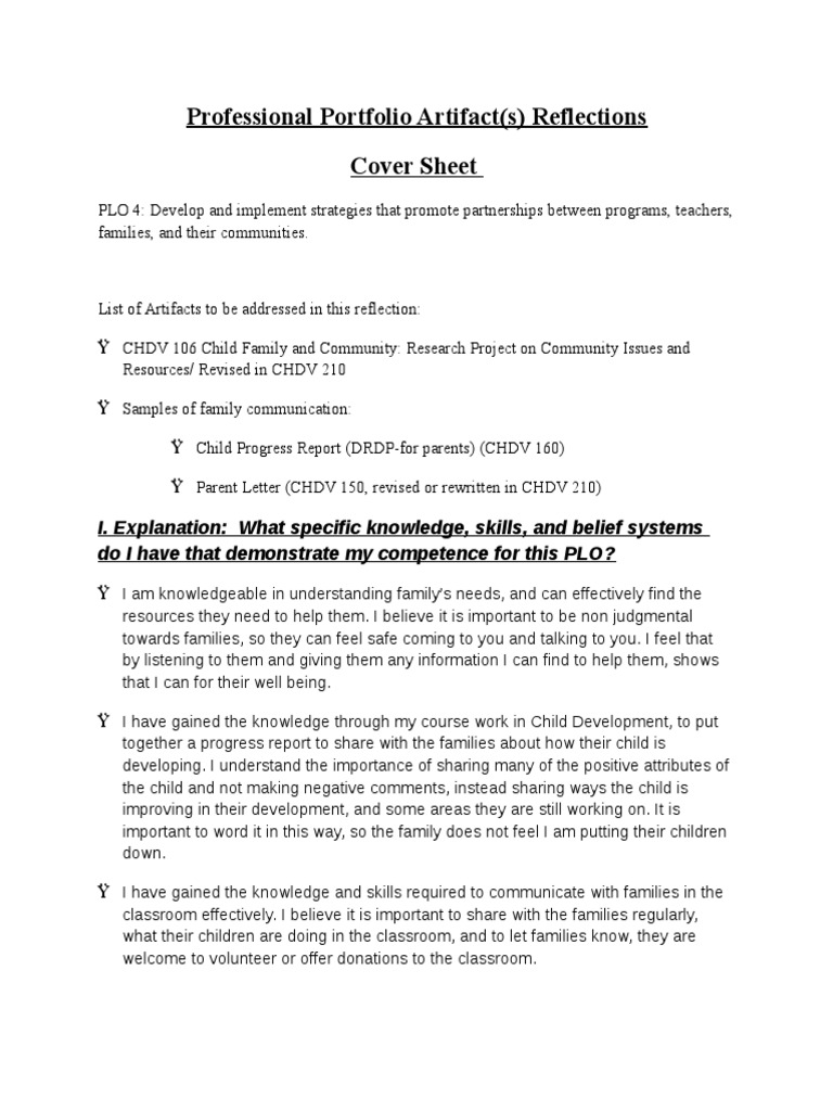 Portfolio Cover Sheet | PDF | Classroom | Knowledge
