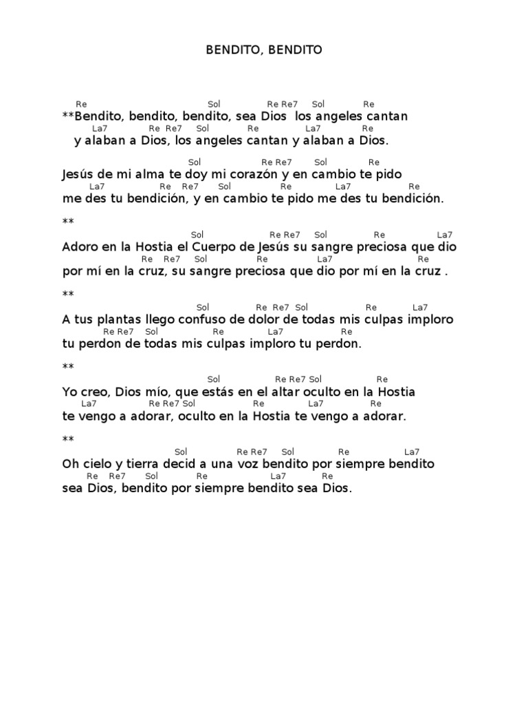Letra y acordes de "Bendito, Bendito" | PDF | Bendición | Perdón
