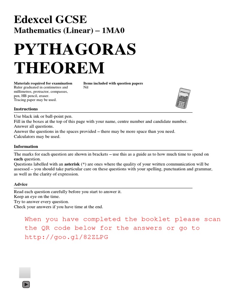 GCSE Pythagoras Theorem Exam Questions | PDF | Rectangle | Euclidean ...