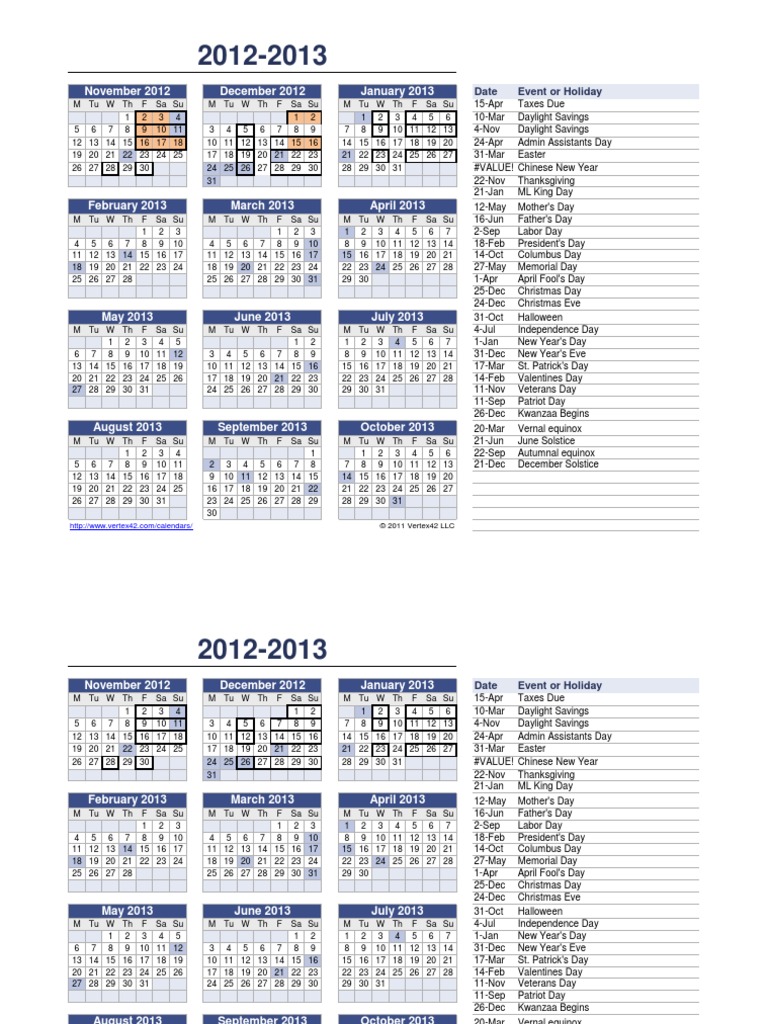 Perpetual Calendar | PDF | Seasons | Observances