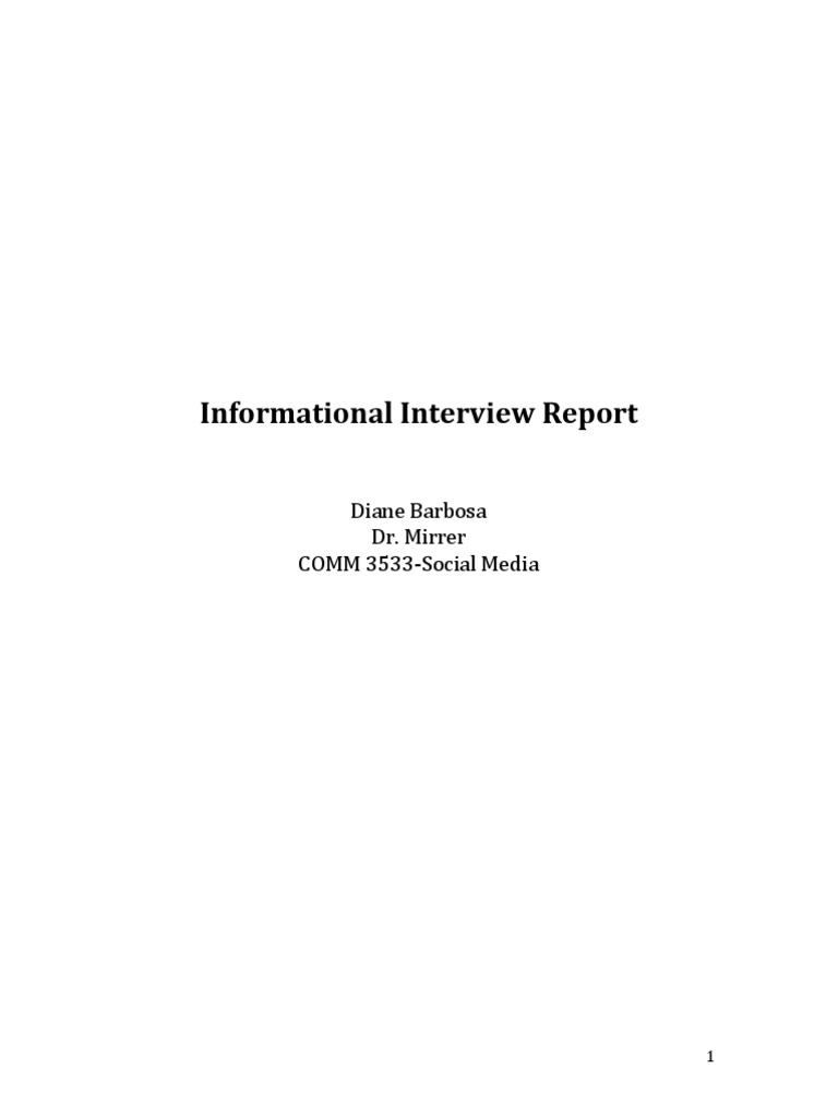 Social Media Informational INTERVIEW Report | PDF | Social Media ...