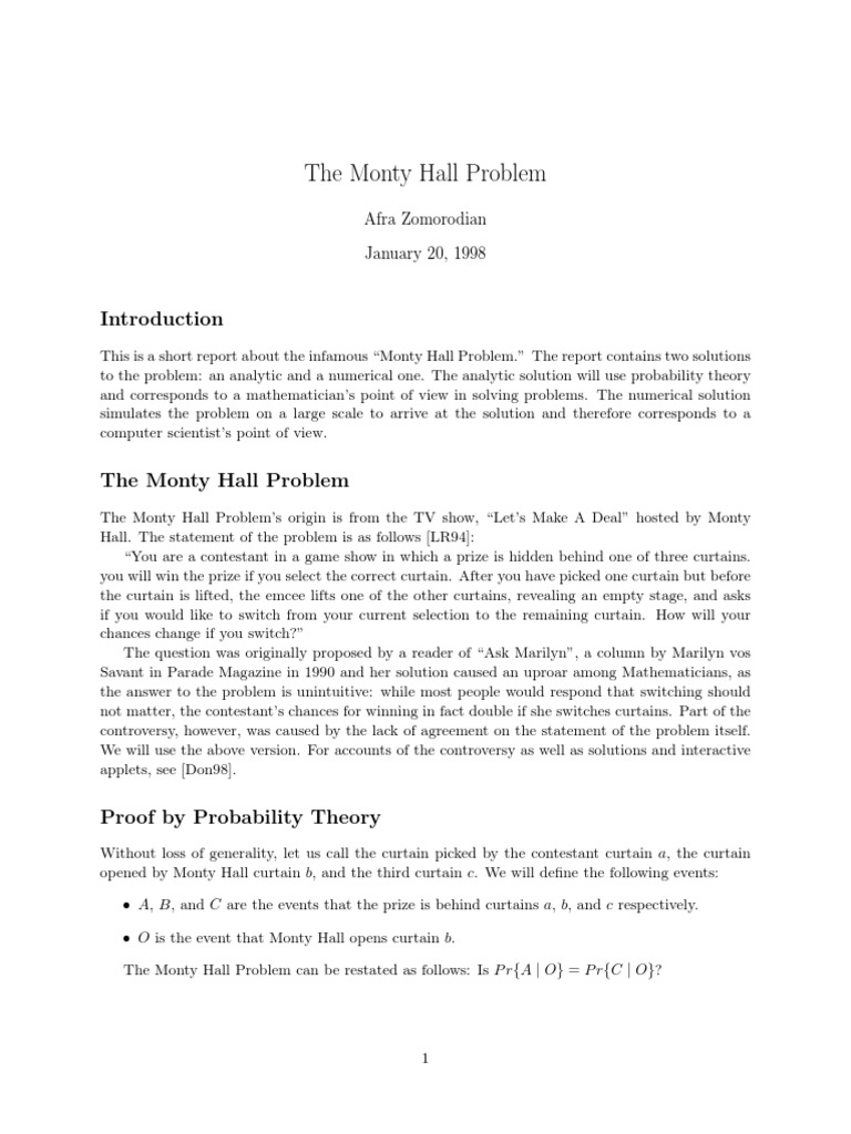 Monty Hall PDF | PDF | Science & Mathematics