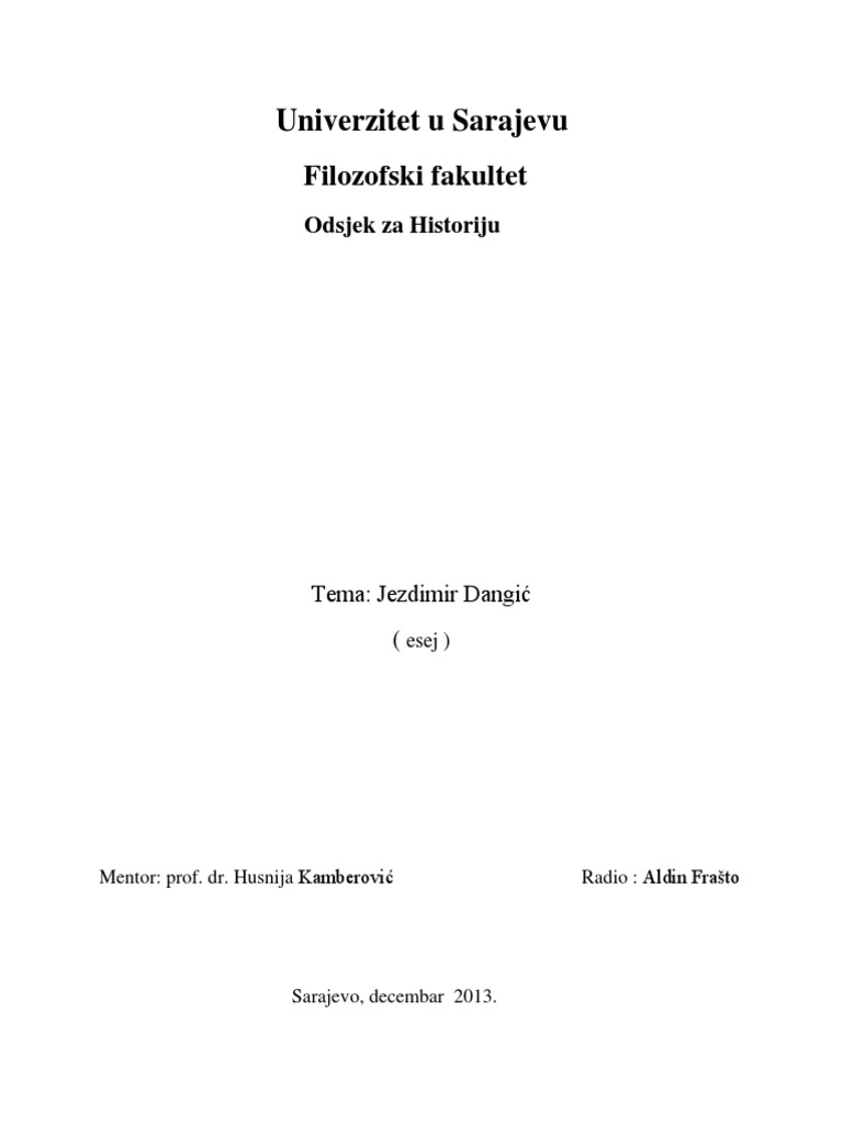 Jezdimir Dangićć | PDF