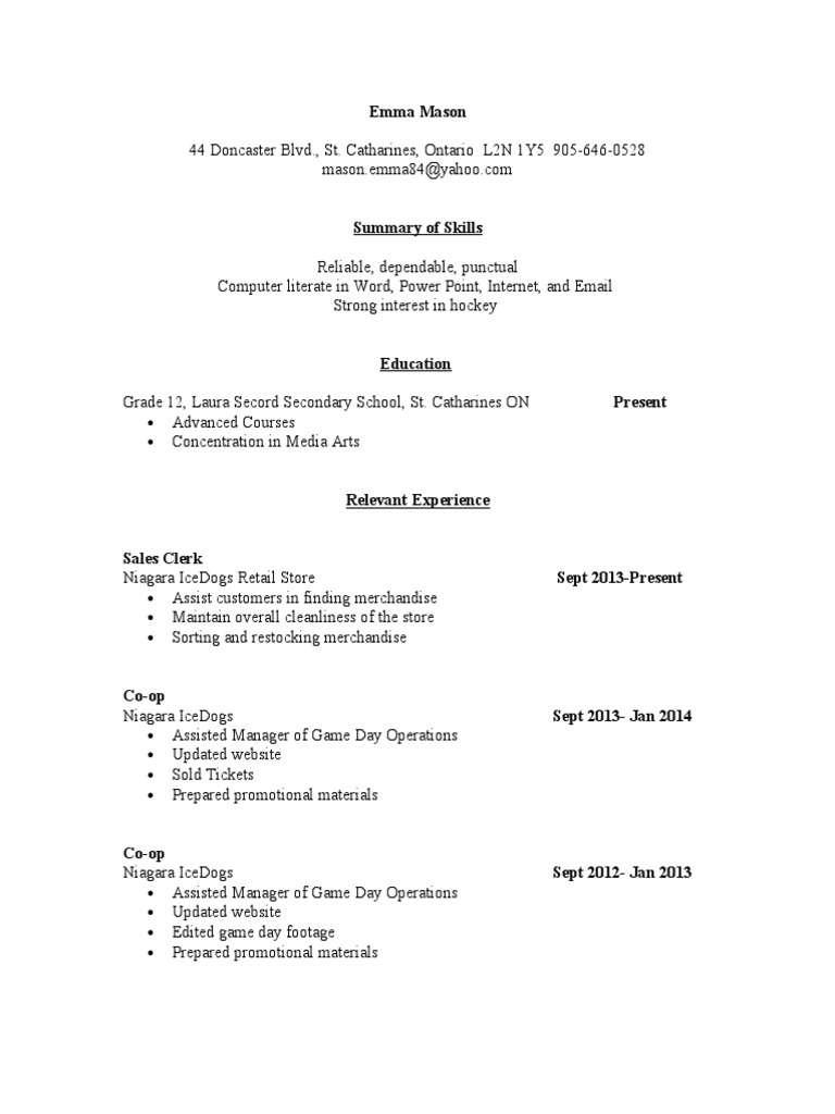 Emma Mason New Resume | PDF | Business