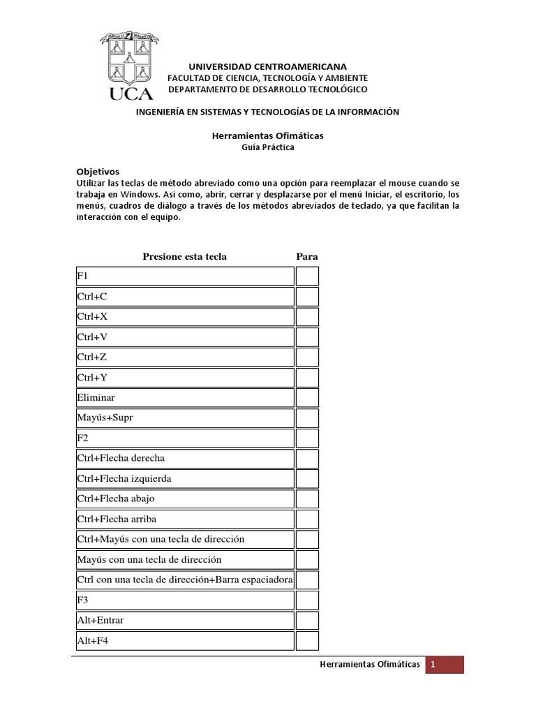 Atajos de Teclado en Ofimática | PDF