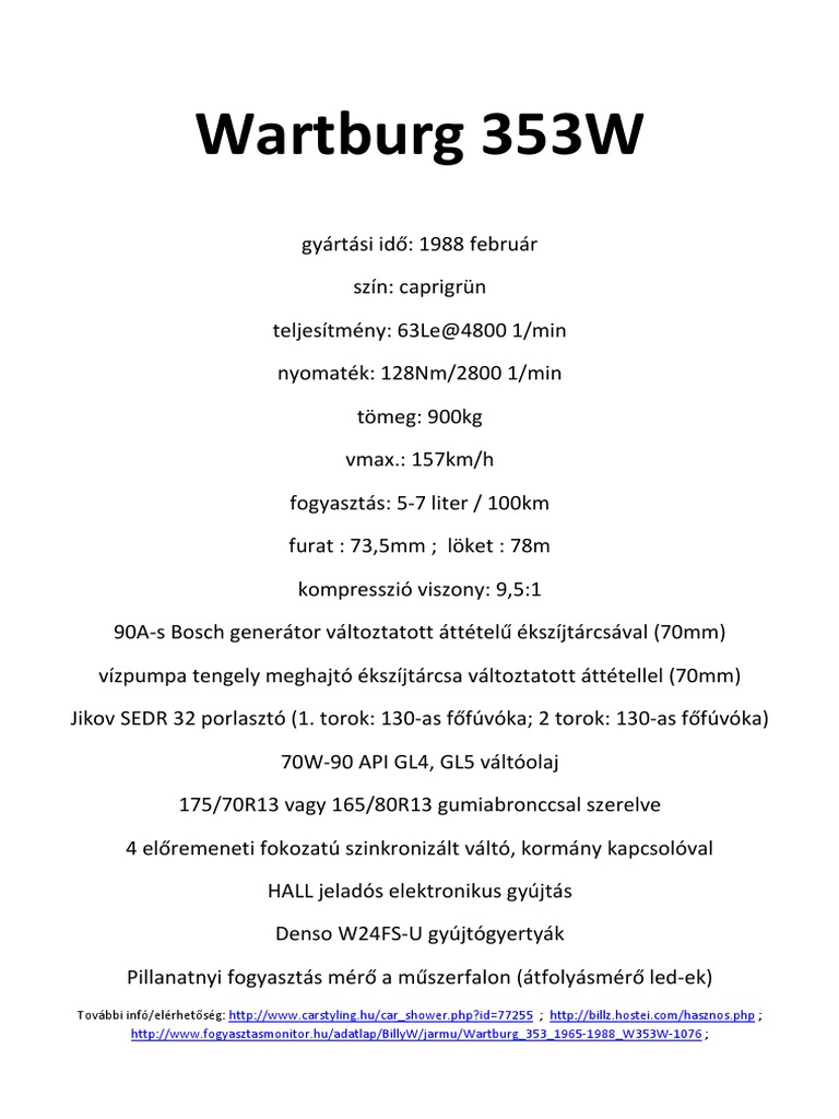 Wartburg 353W | PDF