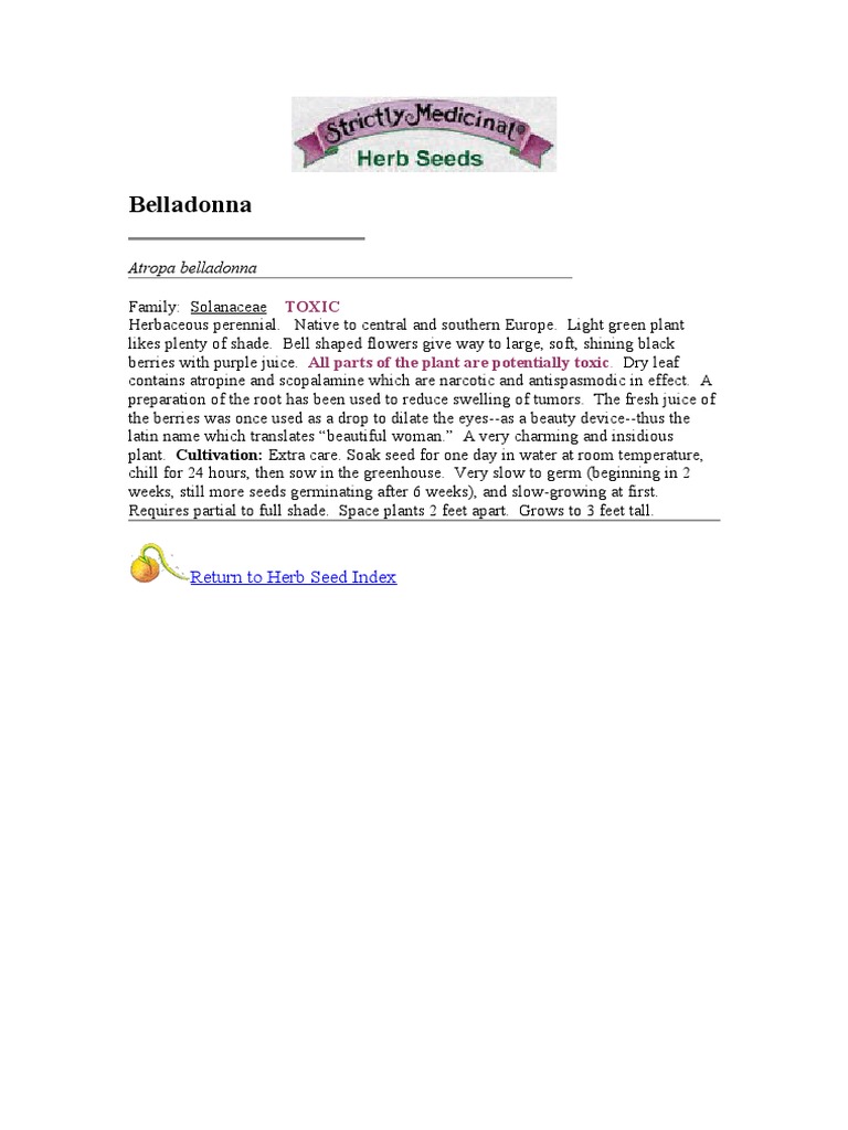 Belladonna | PDF