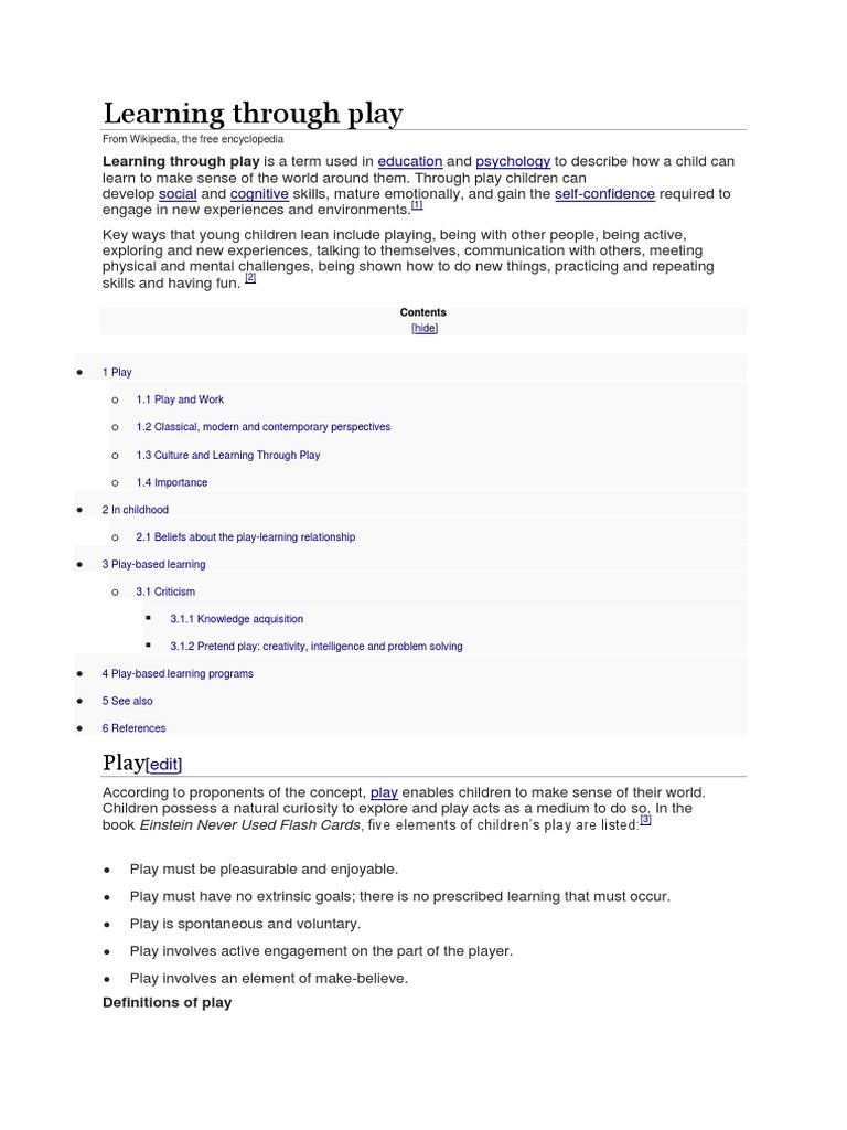 Learning Through Play | PDF | Applied Psychology | Pedagogy