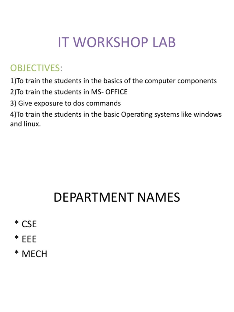 It Workshop Lab | PDF