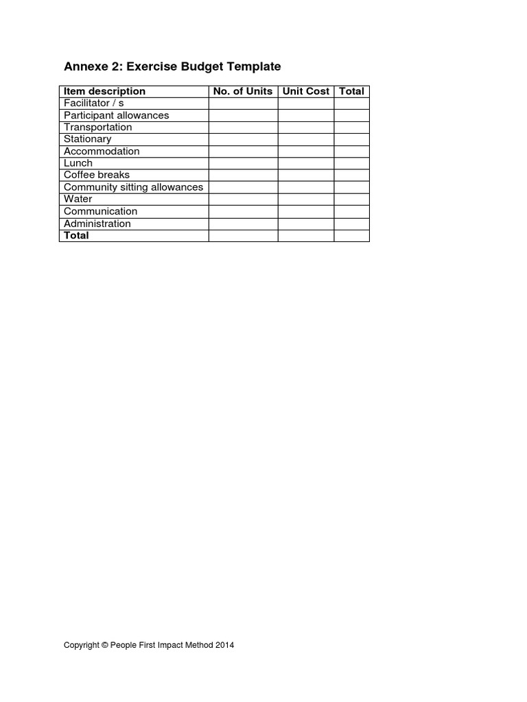 Annexe 2 Budget Template | PDF