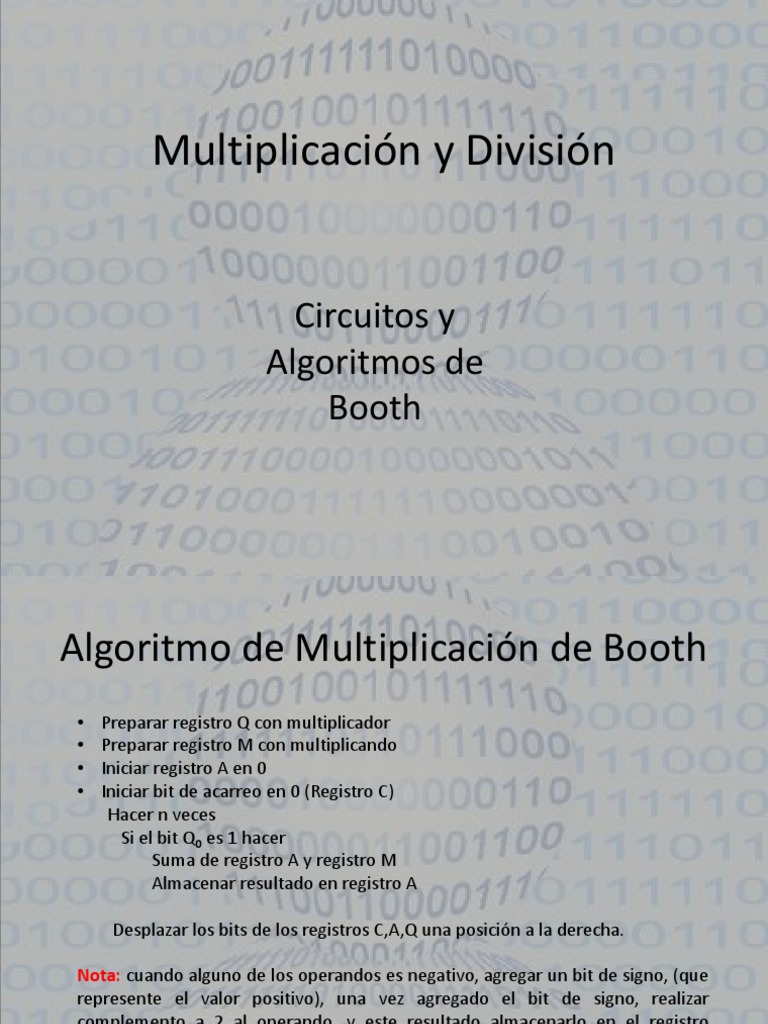 Algoritmos de Booth: Multiplicación y División | PDF | División ...