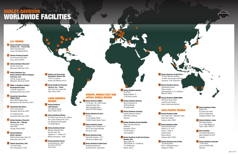 Harley-Davidson Global Locations Map | PDF | Computers