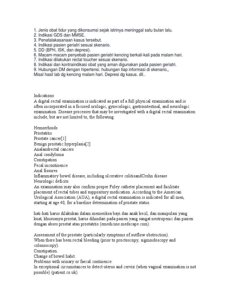Indications of Digital Rectal Examination | Urination | Urinary System