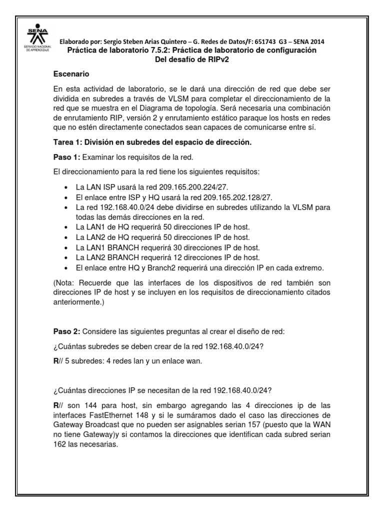 Laboratorio Cisco | PDF | Enrutador (Computación) | Dirección IP