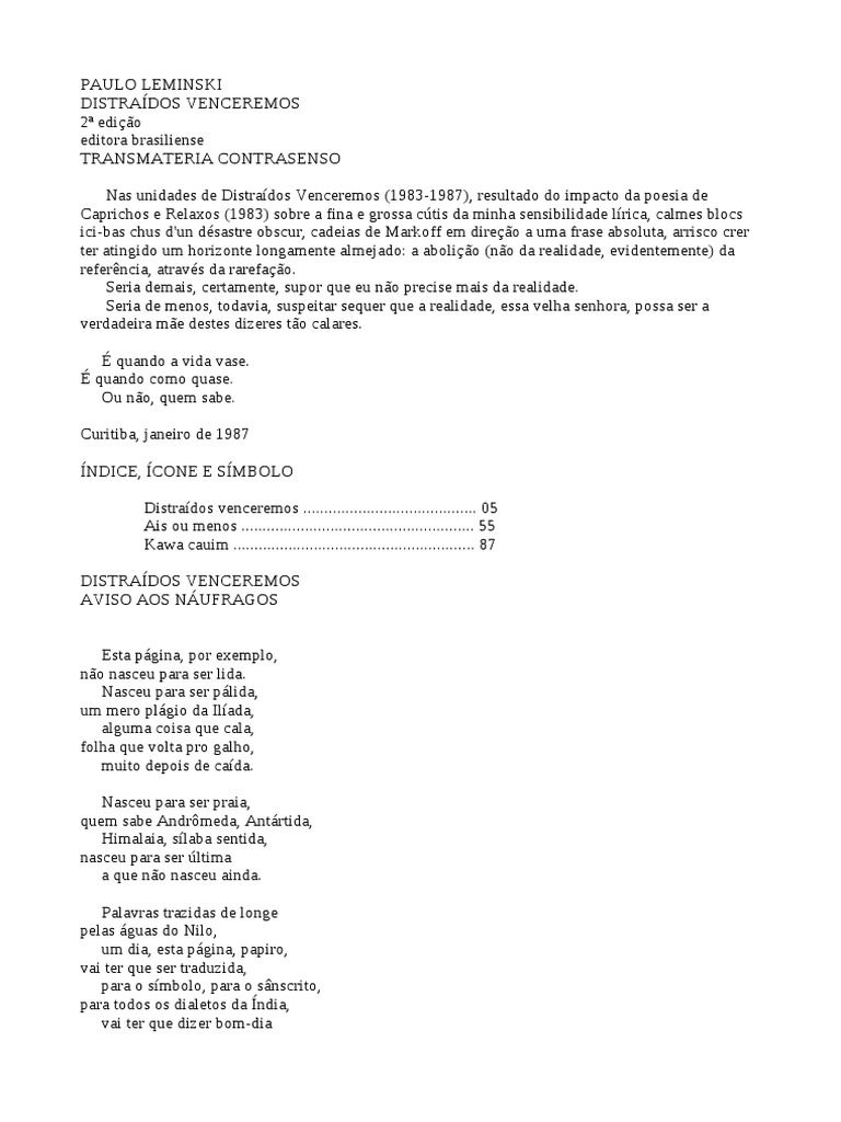 Distraídos Venceremos - Paulo Leminski | PDF