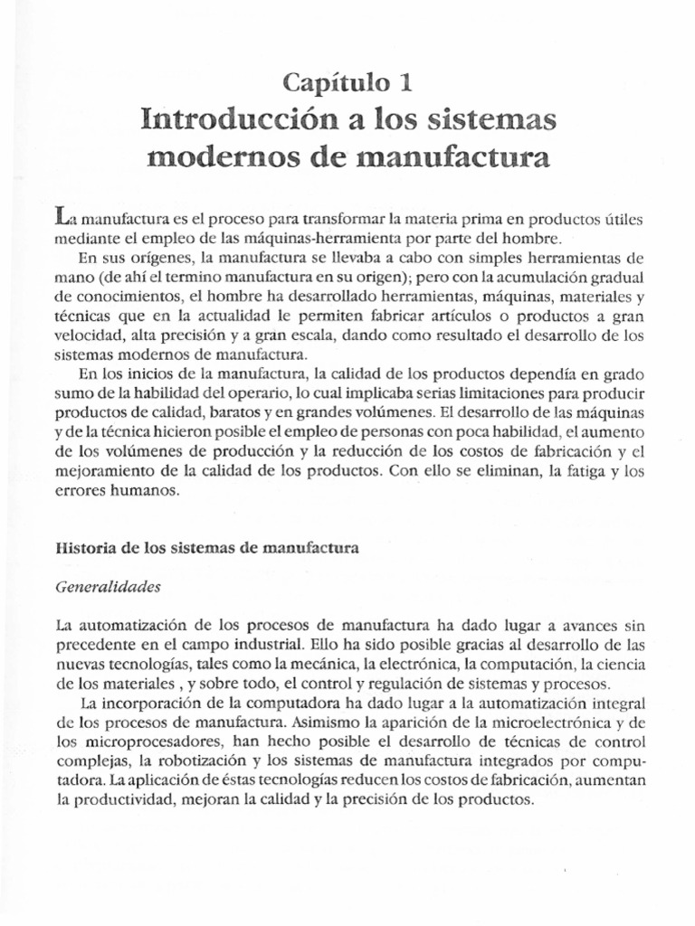 Cap.1 Introduccion A Los Sistemas Modernos de Manufactura | PDF | Automatización | Herramienta ...