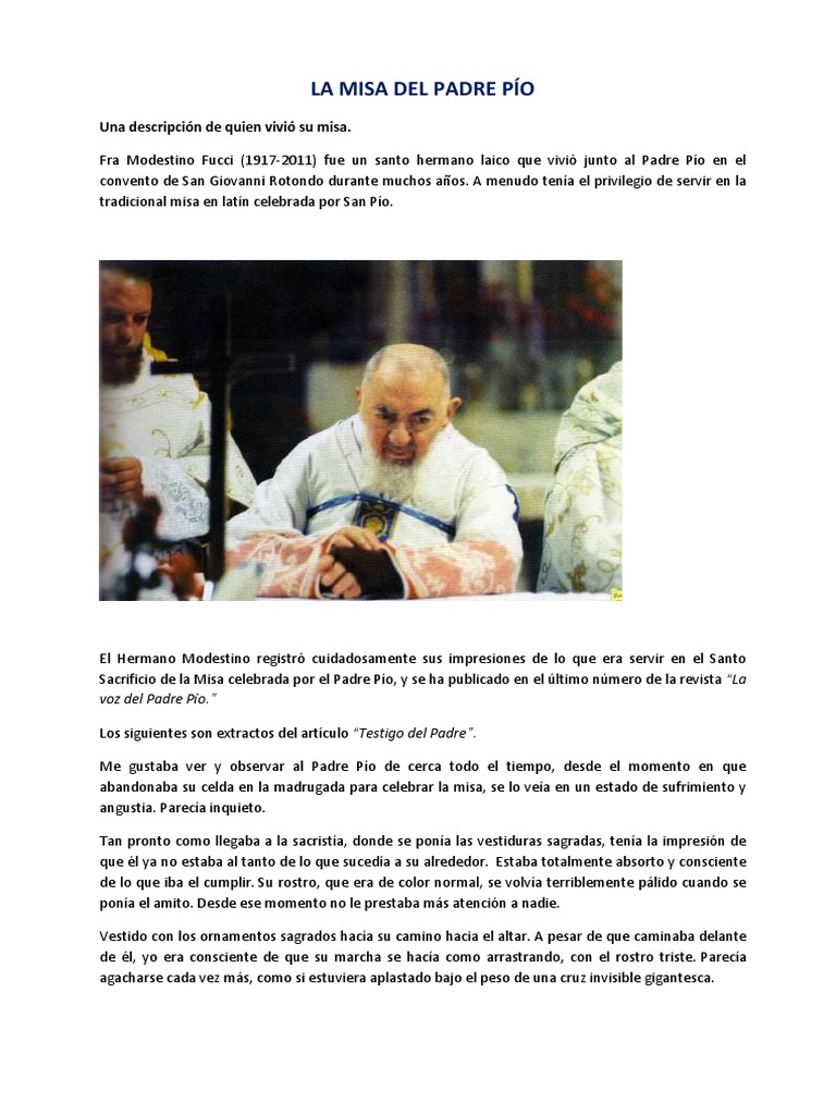 La Misa Del Padre Pío | PDF | eucaristía | Misa (liturgia)