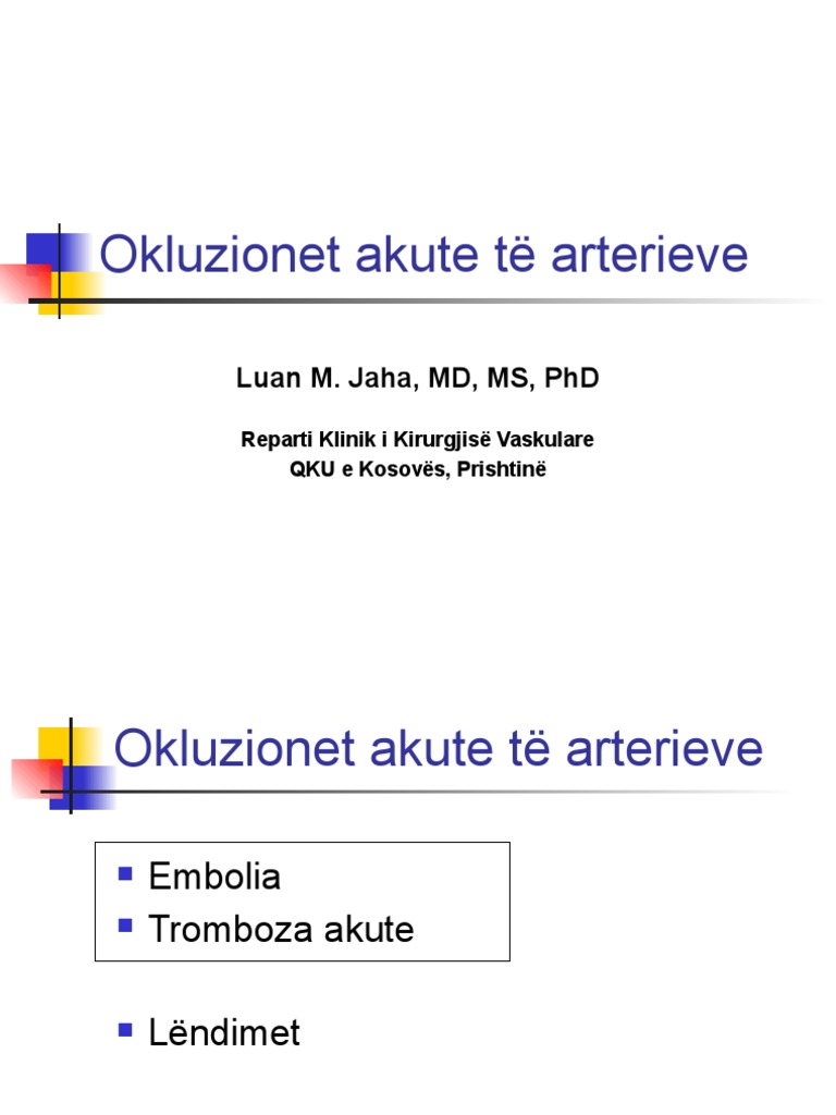 Okluzionet Akute Të Arterieve | PDF