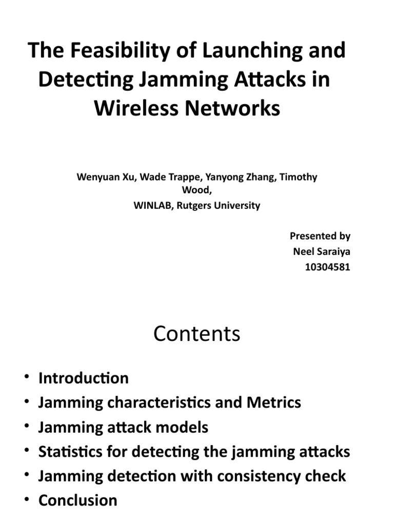 The Feasibility of Launching and Detecting Jamming Attacks | PDF | Computer Network | Network Packet