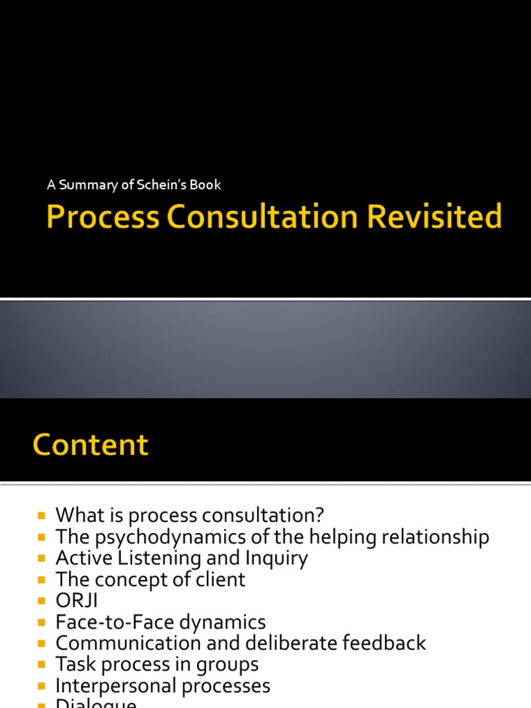 Process Consultation Revisited - My Summary | PDF | Interpersonal ...