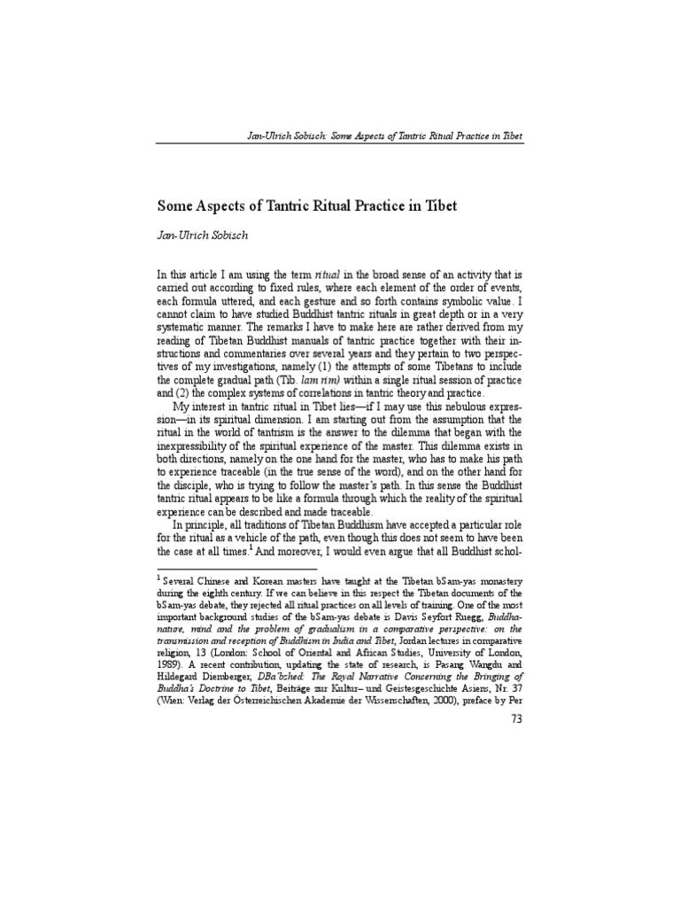 Some Aspects of Tantric Ritual Practise in Tibet | PDF | Tantra | Vajrayana