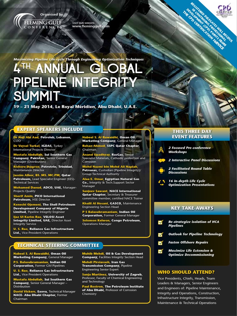 AnnuAl GlobAl PiPeline Integrity Summit | PDF | Pipeline Transport ...