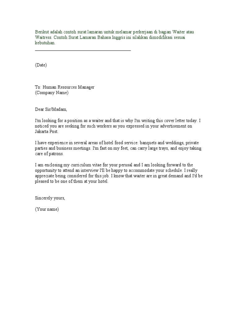 Applcation Letter | PDF | Hotel And Accommodation | Business