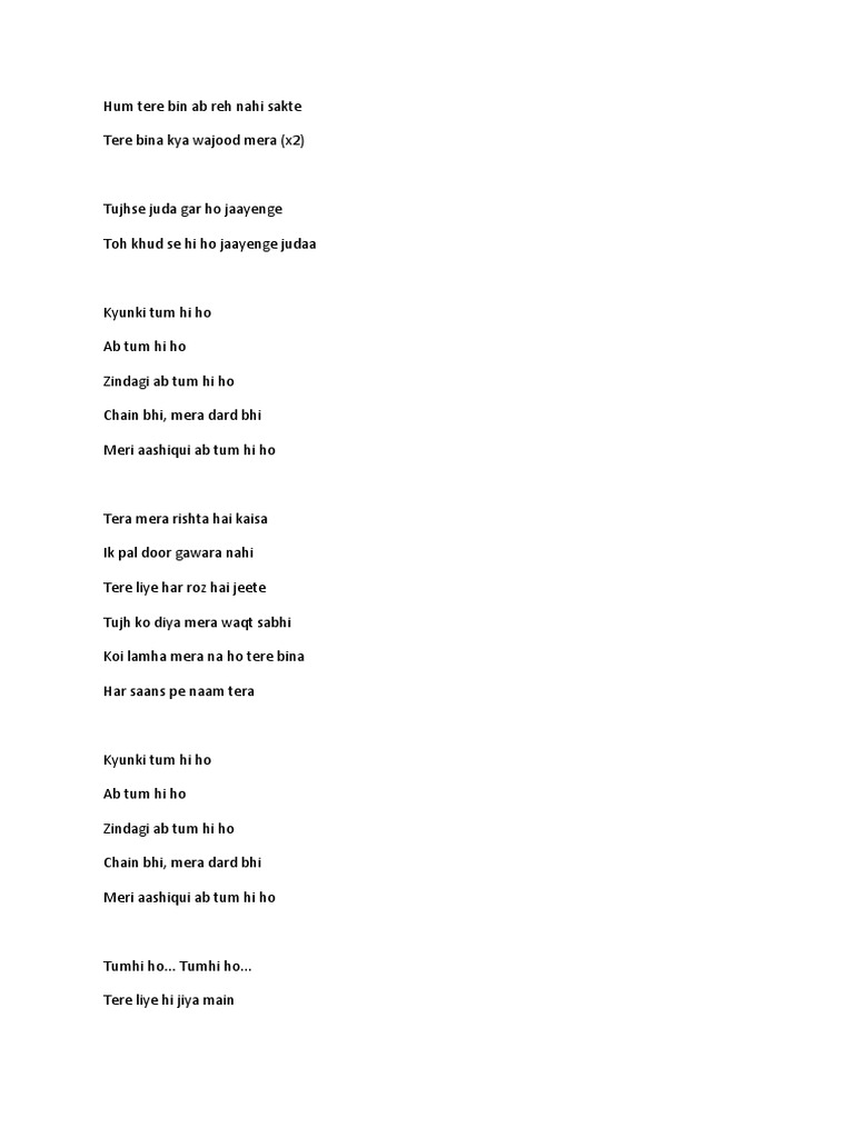 Hum Tere Bin: Lyrics and Meaning | PDF | Language Arts & Discipline