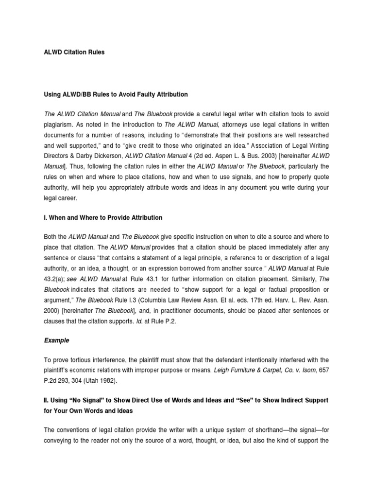 ALWD Citation Rules | PDF | Citation | Note (Typography)