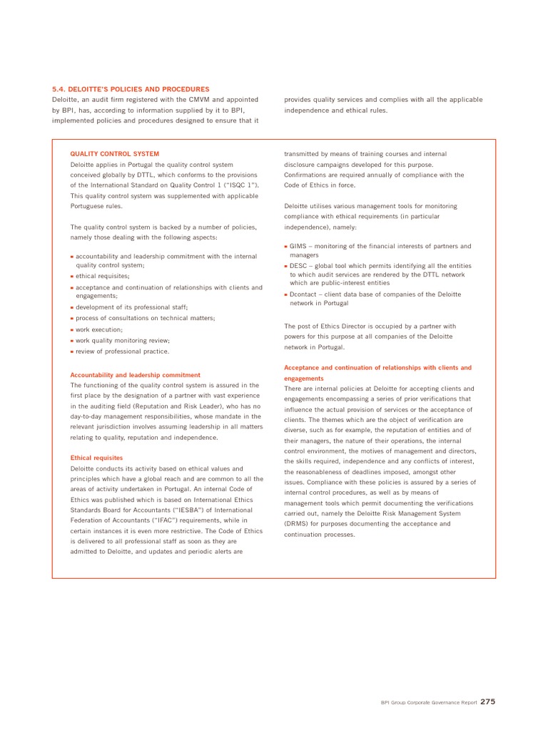 5.4. Deloitte'S Policies and Procedures: Quality Control System | PDF ...