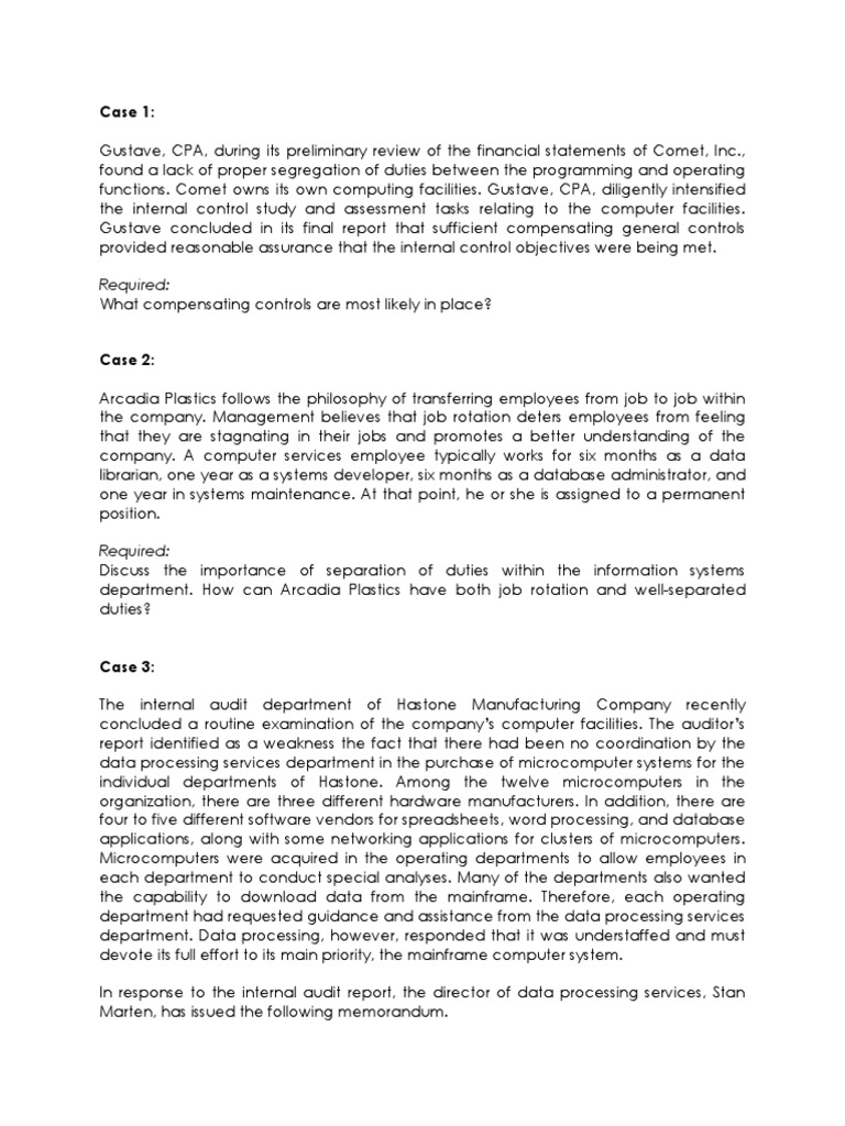 Case Analysis 1 | PDF | Microcomputers | Internal Audit