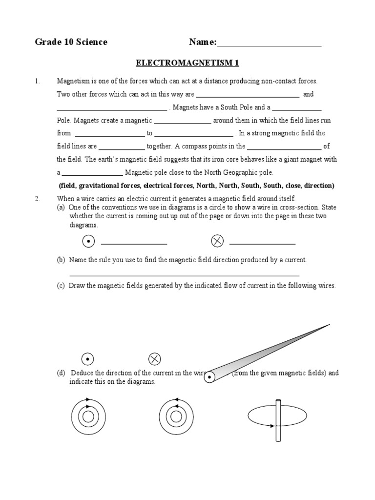 g10 Electromagnetism 1 | PDF | Magnetic Field | Wire