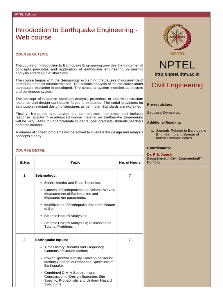 Introduction To Earthquake Engineering | PDF | Seismology | Earthquake ...