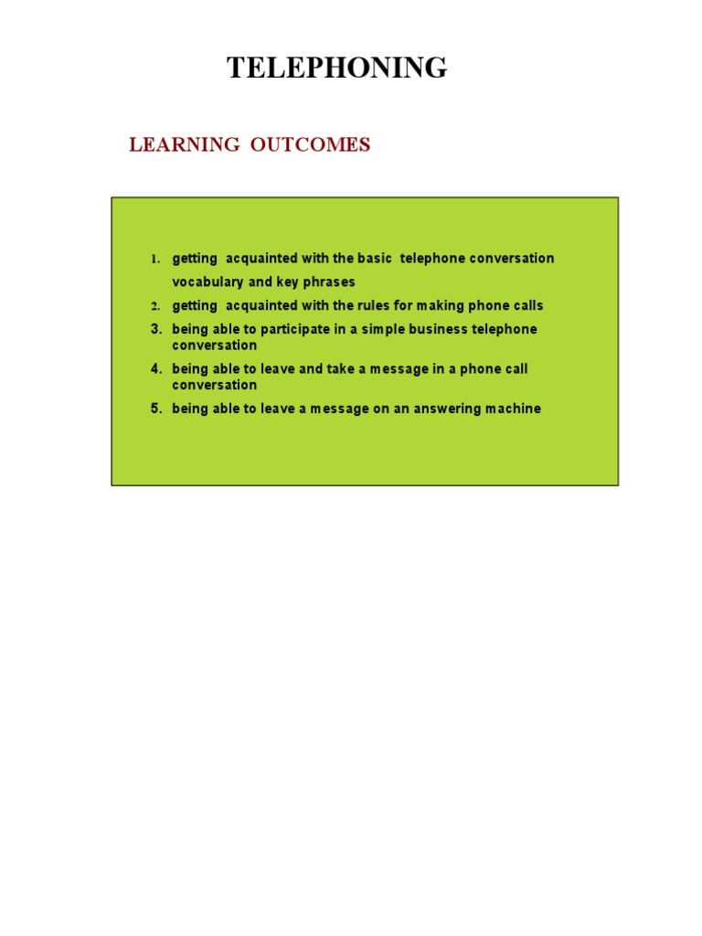 Telephoning Vocabulary | PDF | Telephone Call | Telephone