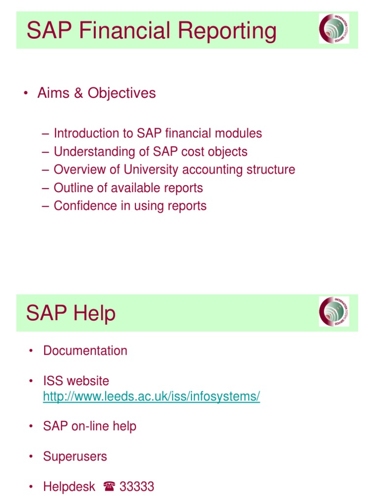 SAP Financial Reporting: - Aims & Objectives | PDF | Finance & Money ...