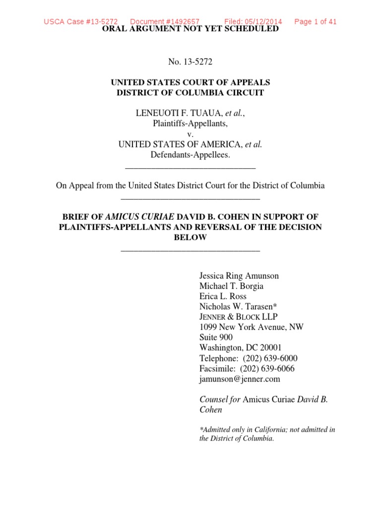 Jenner David Cohen Amicus Brief Pdf United States Nationality Law