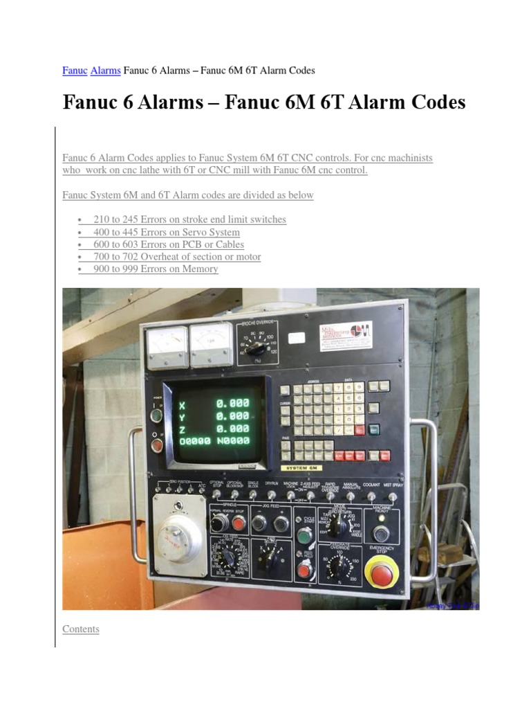Fanuc Alarms Fanuc 6 Alarms | PDF | Parameter (Computer Programming) | Random Access Memory