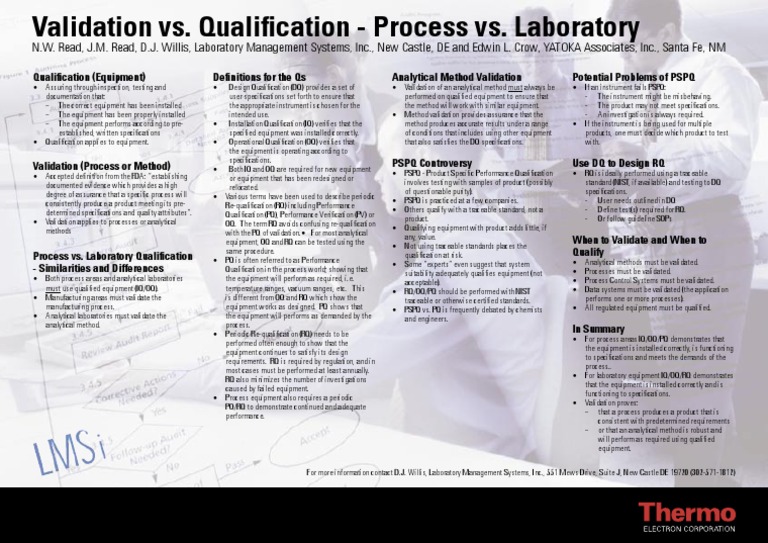 Validation Vs Qualification | PDF | Verification And Validation | Evaluation