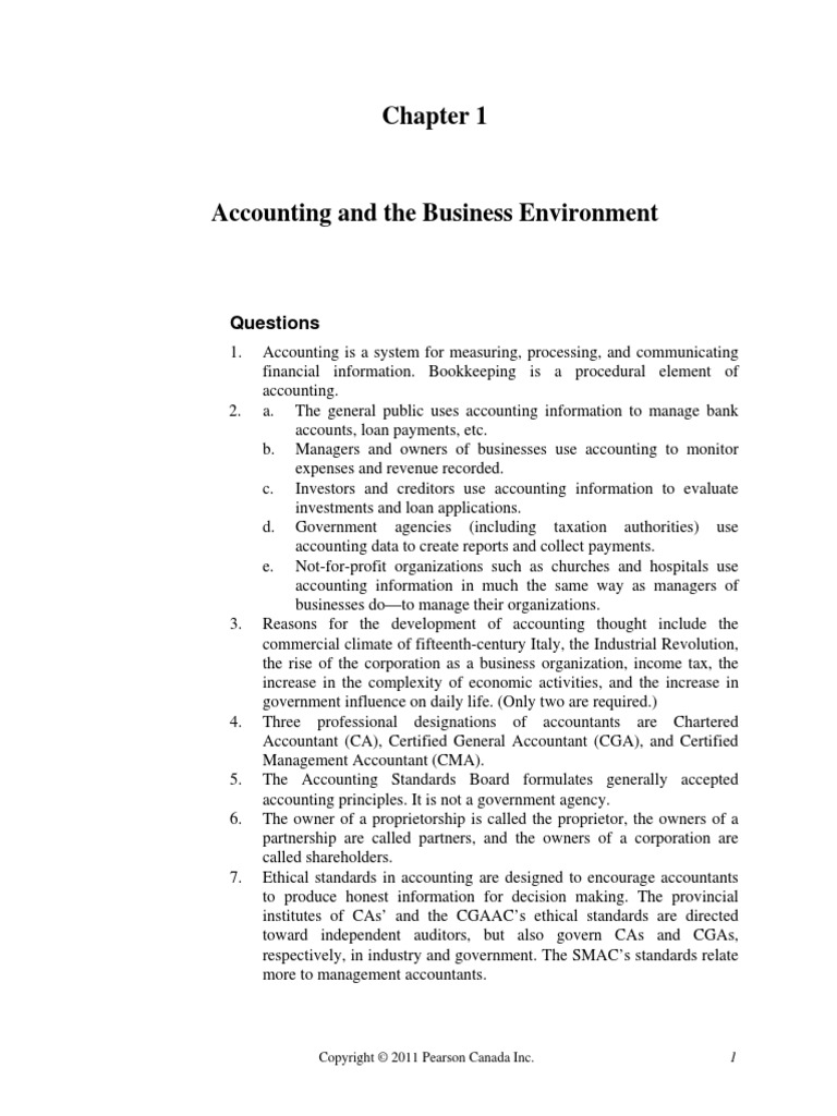 Chapter 1 Solutions | PDF | Balance Sheet | Expense