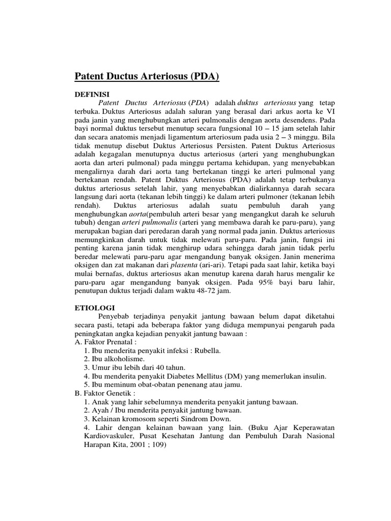 Patent Ductus Arteriosus | PDF