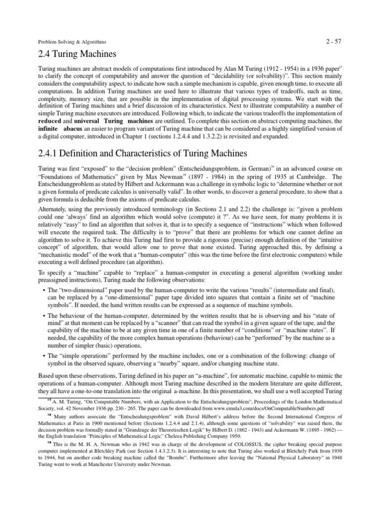 Turing Machines: Alan Turing's Models of Computation | PDF | Algorithms ...