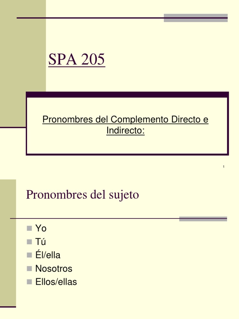 Pronombres de Complemento Directo e Indirecto | PDF | Objeto (gramática) | Verbo